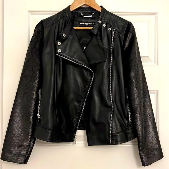 Karl Lagerfeld | Jackets & Coats | Karl Lagerfeld Leather Biker Jacket ...